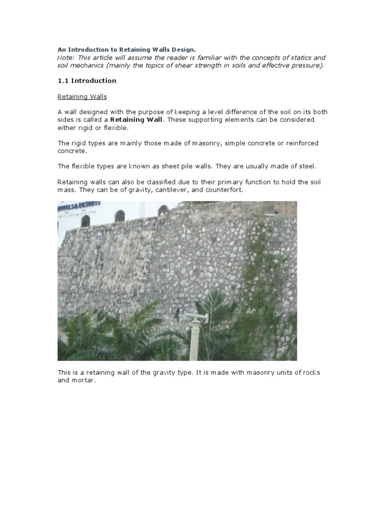 Retaining Walls: Design and Forces | PDF | Solid Mechanics | Building ...