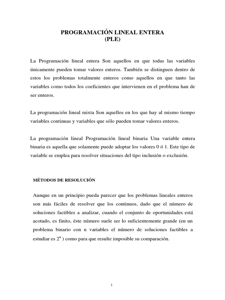 Programacion Lineal Entera | PDF | Programación lineal | Programación ...