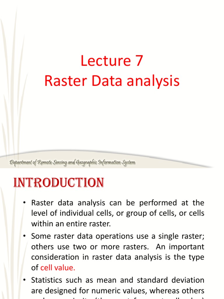Raster Data Analysis Techniques | PDF | Function (Mathematics) | Distance