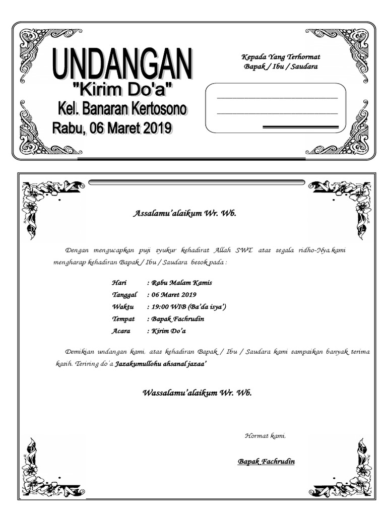 Undangan Kirim Doa | PDF