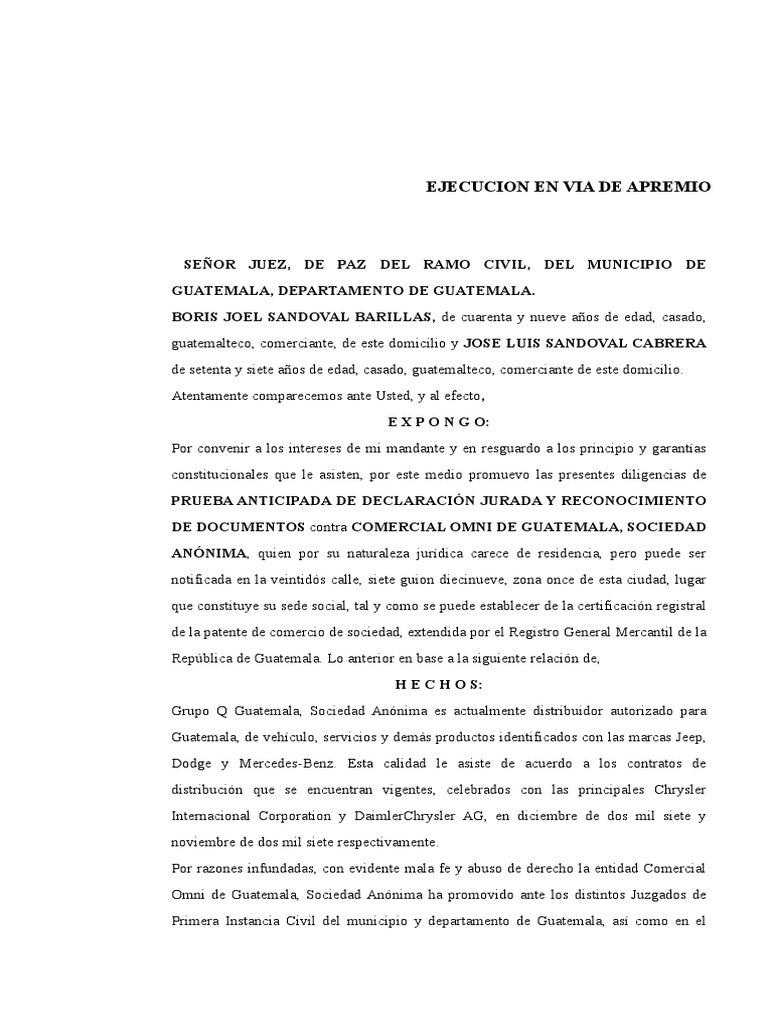 Ejemplo Memorial de Amparo Cggv | todoterreno | Guatemala