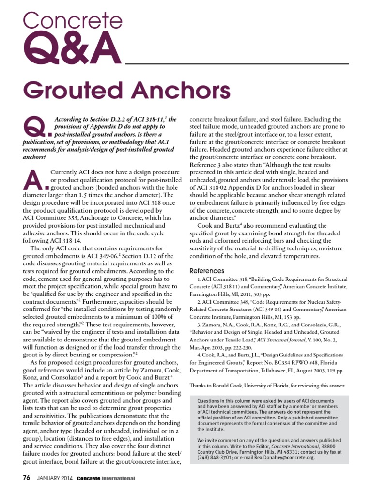 Grouted Anchors | PDF | Concrete | Chemistry