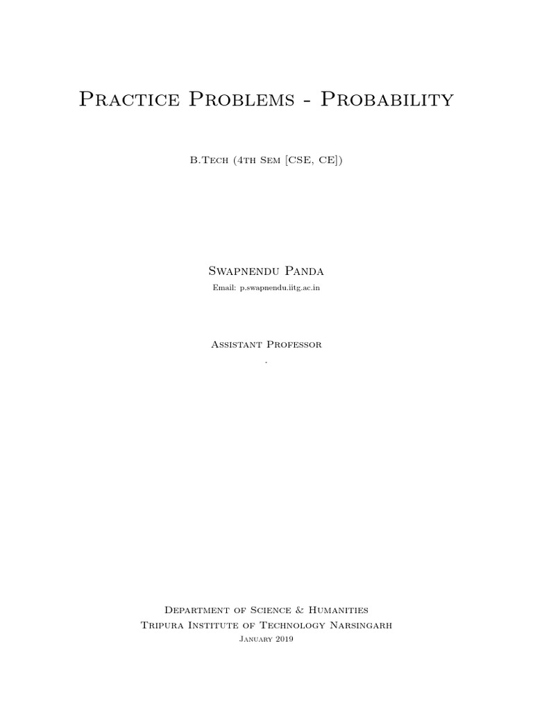 Practice Problems | PDF | Odds | Probability