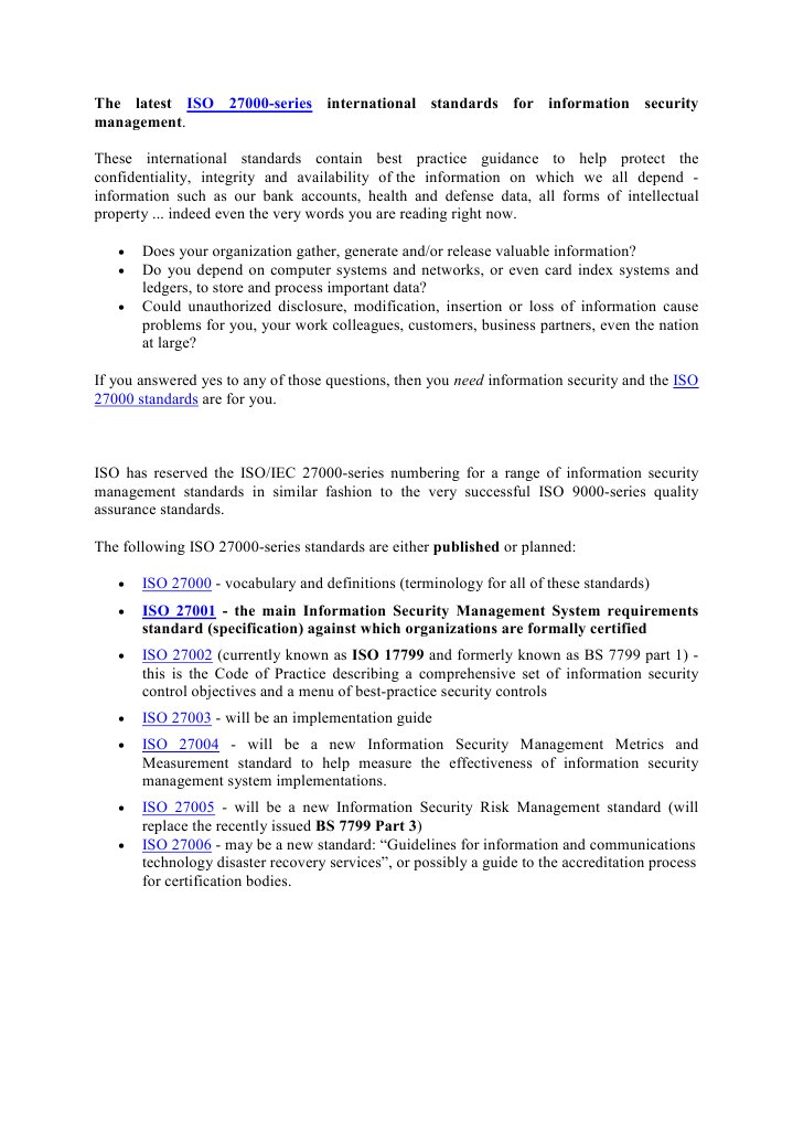 ISO 27000 Series | PDF | Information Security | Computer Security