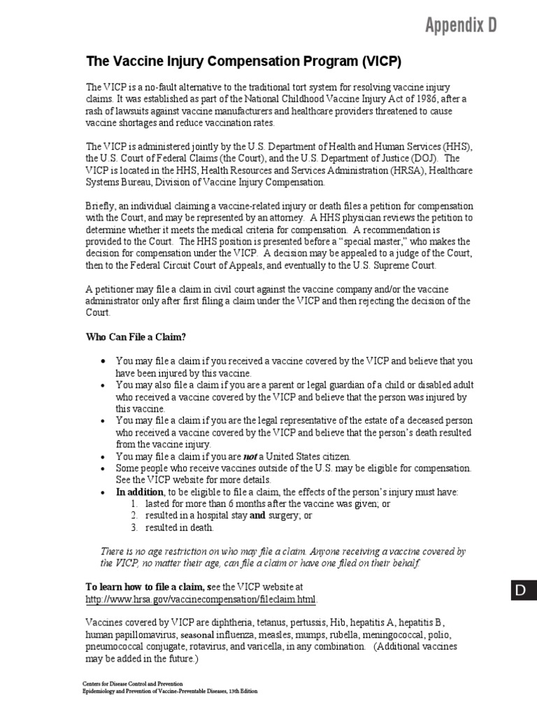 The Vaccine Injury Compensation Program (VICP) : Who Can File A Claim ...