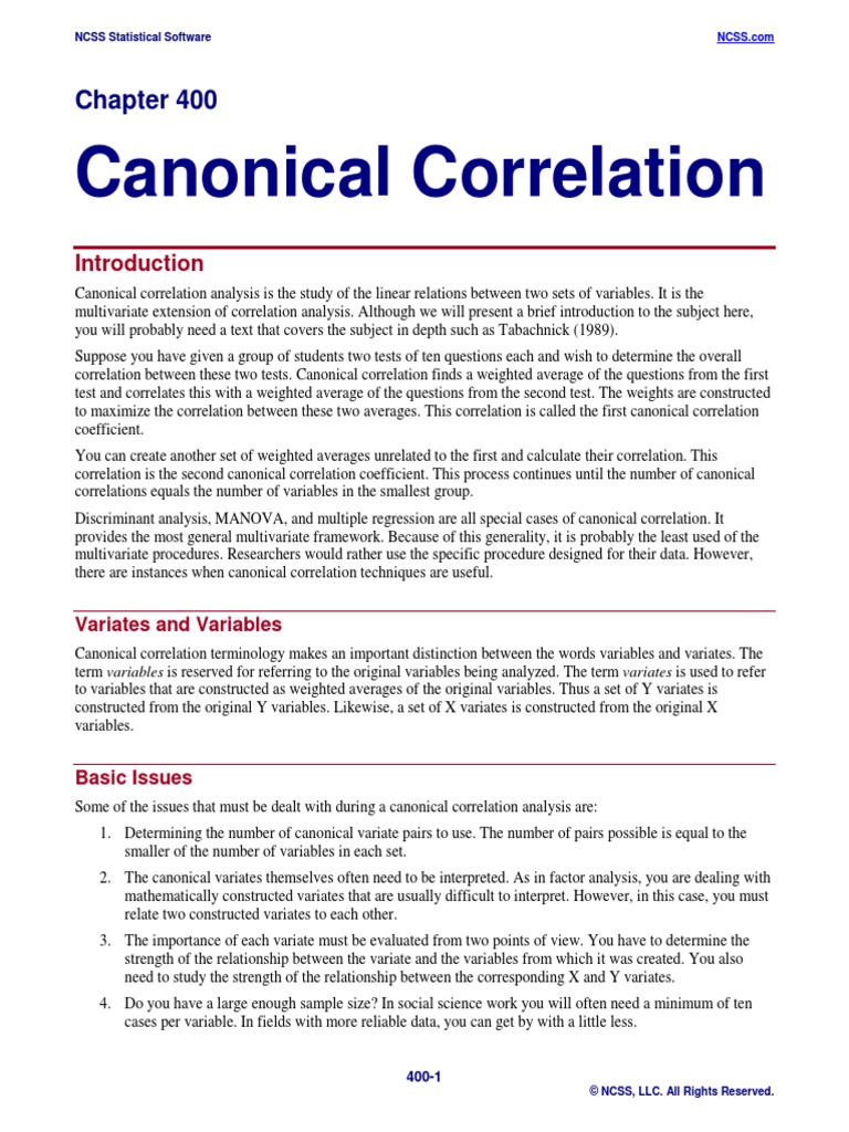 Canonical Correlation PDF | PDF | Correlation And Dependence | Least Squares