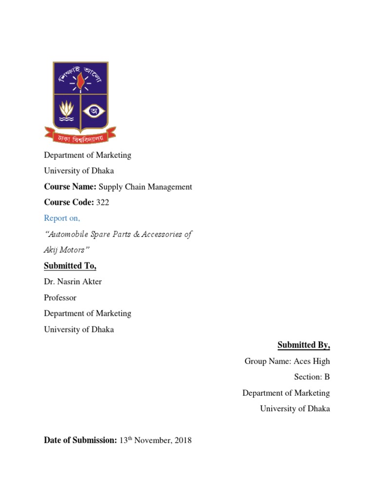 Supply Chain of Akij Motors | PDF | Warehouse | Inventory