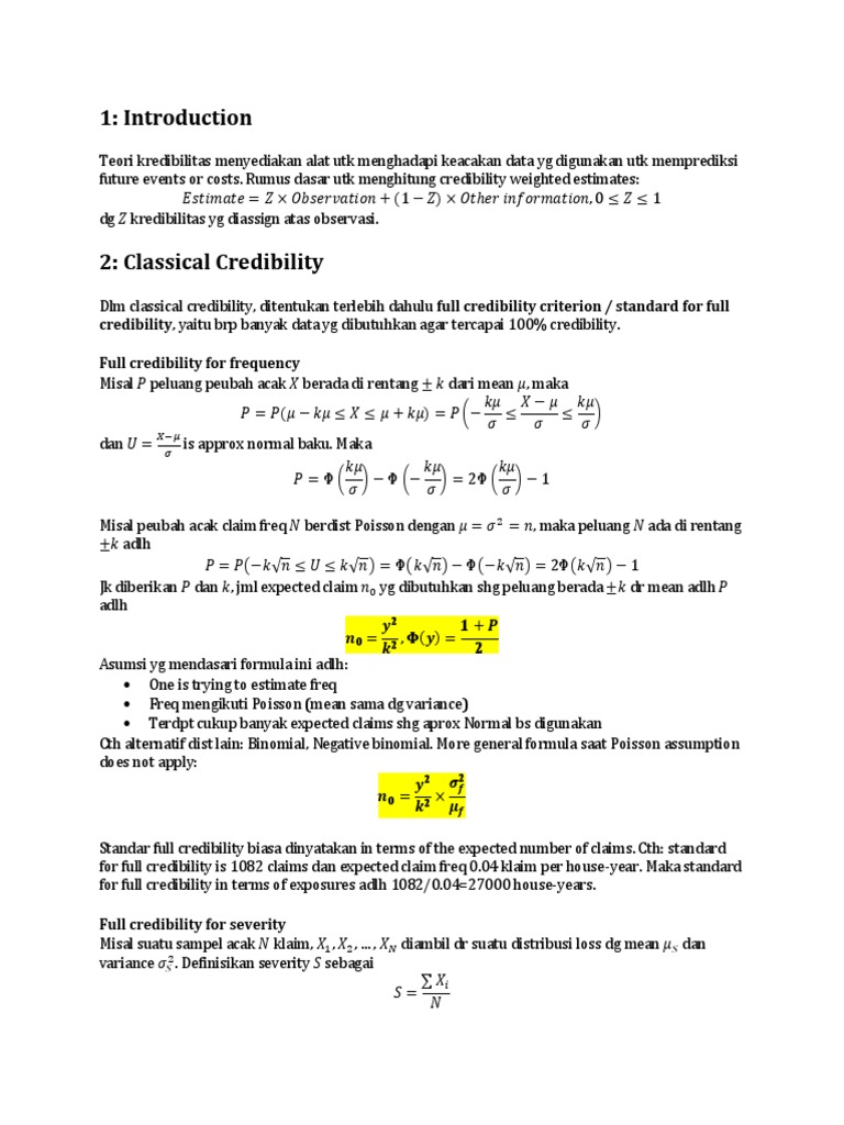 Credibility Theory in Insurance | PDF | Mathematical Analysis ...