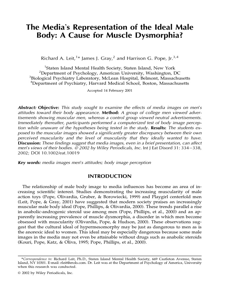 Media's Representation On Male Ideal Body | PDF | Body Image | Perception
