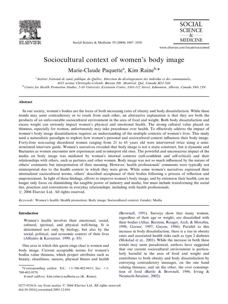 Sociocultural Context of Women's Body Image | Download Free PDF | Body ...