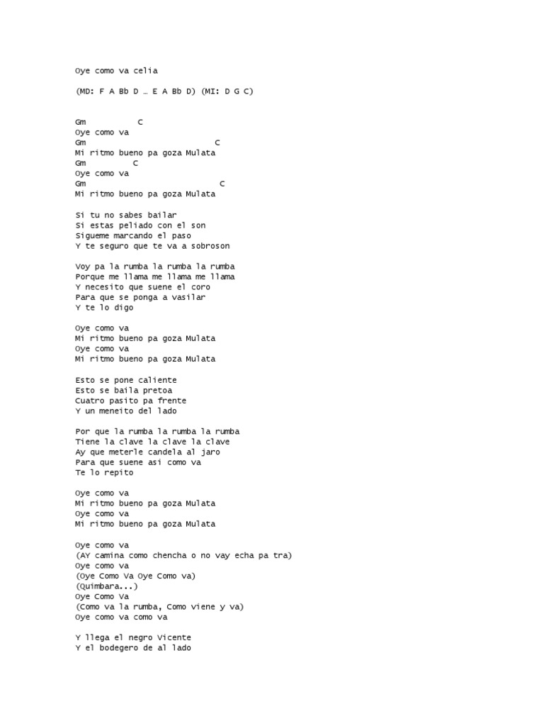 Oye Como Va Celia | PDF