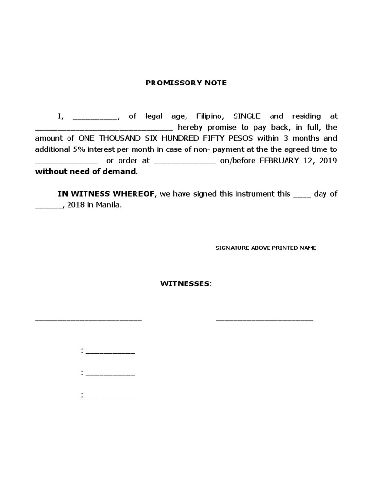 Promissory Note. Word | PDF | Money | Banking