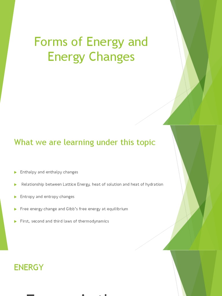 Forms of Energy and Energy Changes | PDF | Solvation | Enthalpy