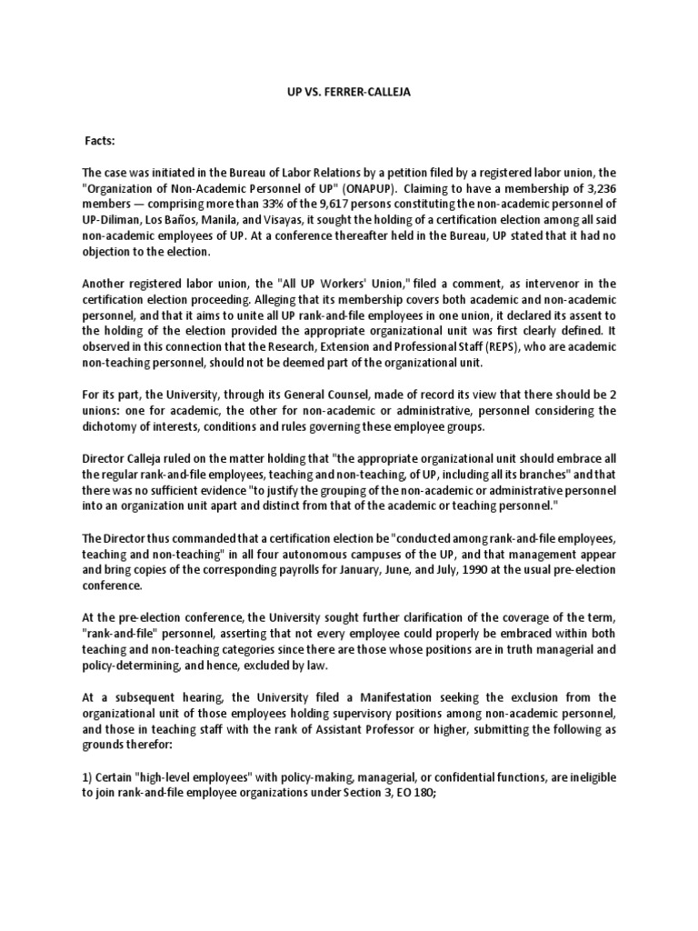 Up VS Ferrer-Calleja Digest | PDF | Professors In The United States ...