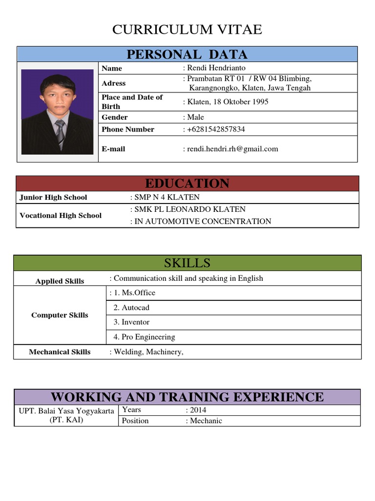 Curriculum Vitae: Personal Data | PDF