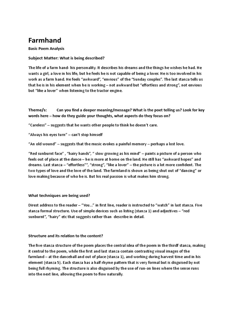Farmhand Notes | PDF | Poetry | Love