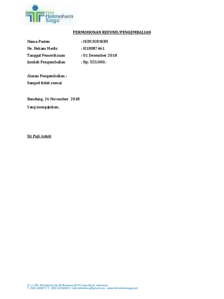 Surat Pengajuan Refund | PDF