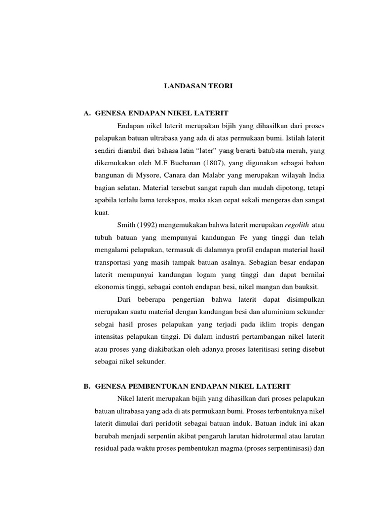 Genesa dan Faktor Endapan Nikel Laterit | PDF