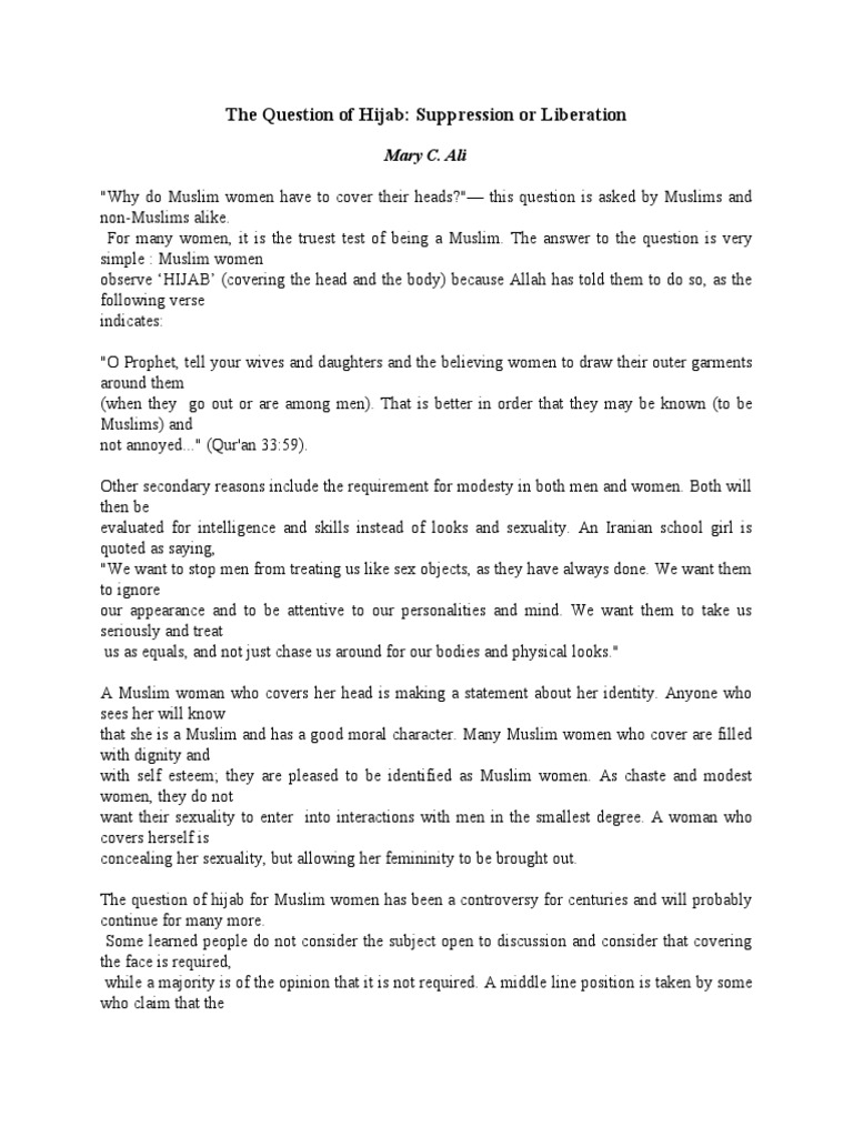 The Question of Hijab by Mary C Ali | PDF | Hijab | Women In Islam