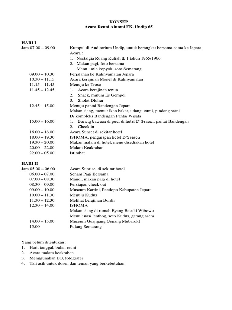 Konsep Acr. Reuni FK Undip 65 | PDF | Griya & Taman