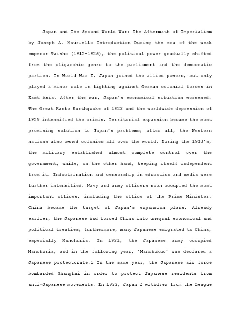 Japan and The Second World War | PDF | World War II | Empire Of Japan