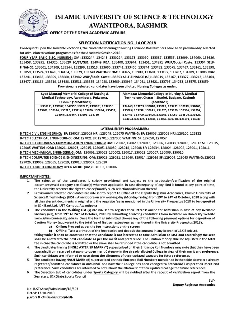 Islamic University of Science & Technology Awantipora, Kashmir | PDF ...