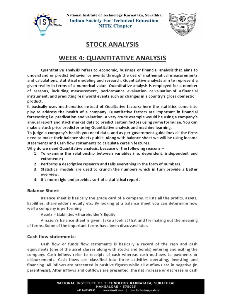 Stock Analysis Week 4: Quantitative Analysis: Balance Sheet | PDF ...