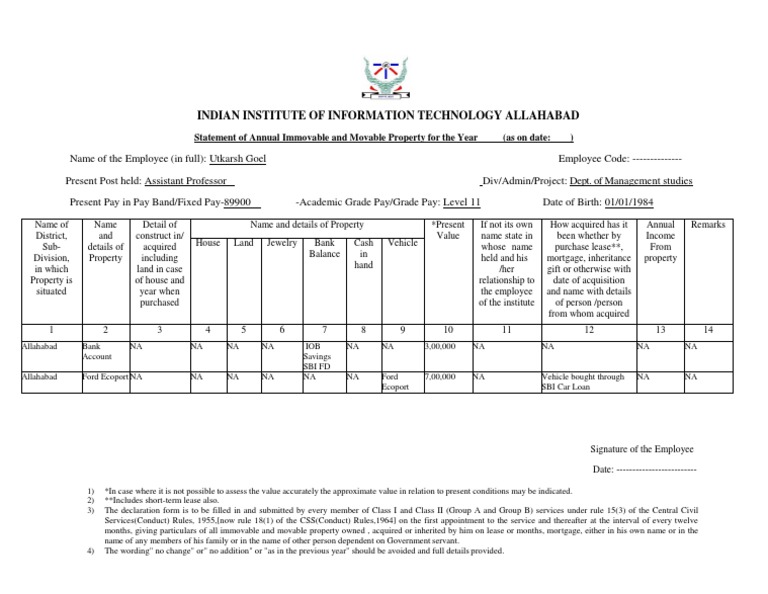 Annual Property Return Format | PDF | Property | Banking