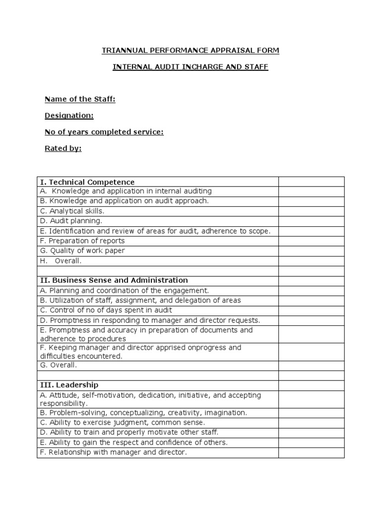 Triannual Performance Appraisal Form | PDF | Leadership | Behavioural Sciences