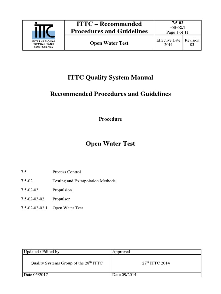 ITTC - Recommended Procedures and Guidelines: Open Water Test | PDF ...