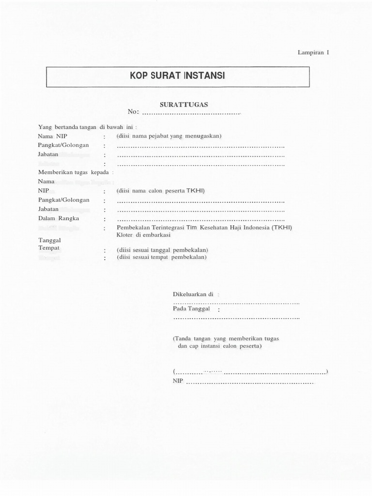 Contoh Surat Tugas TKHI | PDF