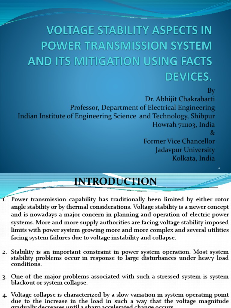 Voltage Stability Aspects in Power Transmission System and Its Mitigation Using FACTs Devices ...