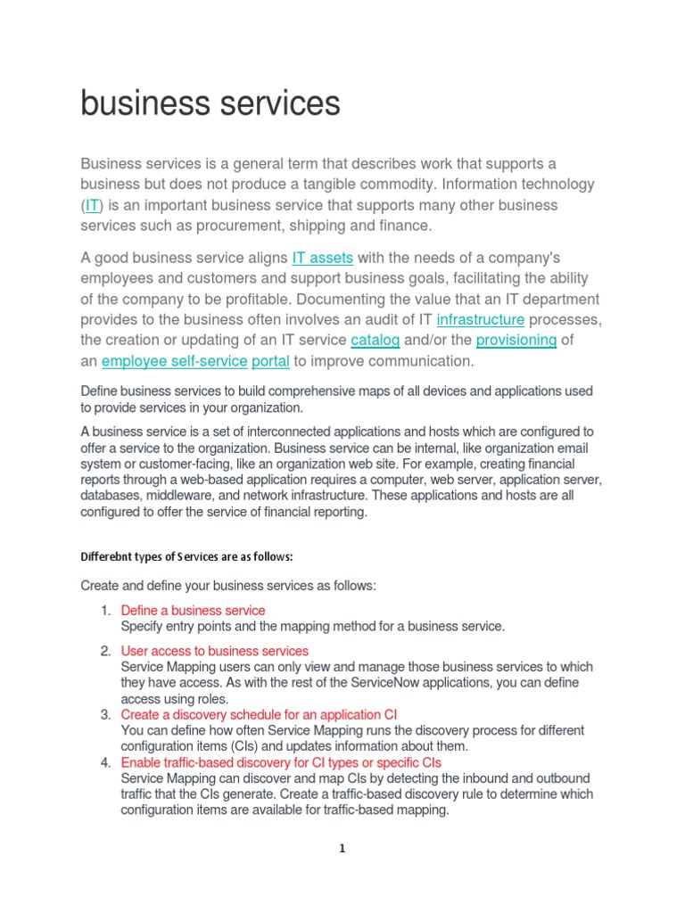 Business Services: Define A Business Service | PDF | Business ...