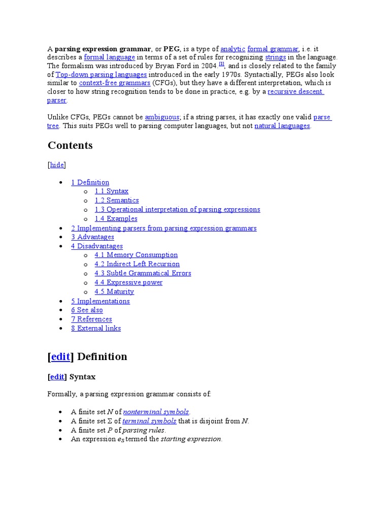 A Parsing Expression Grammar | PDF | Parsing | Computer Science A Parsing Expression Grammar | PDF | Parsing | Computer Science