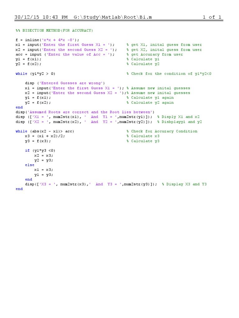 Bisection method root finding | PDF