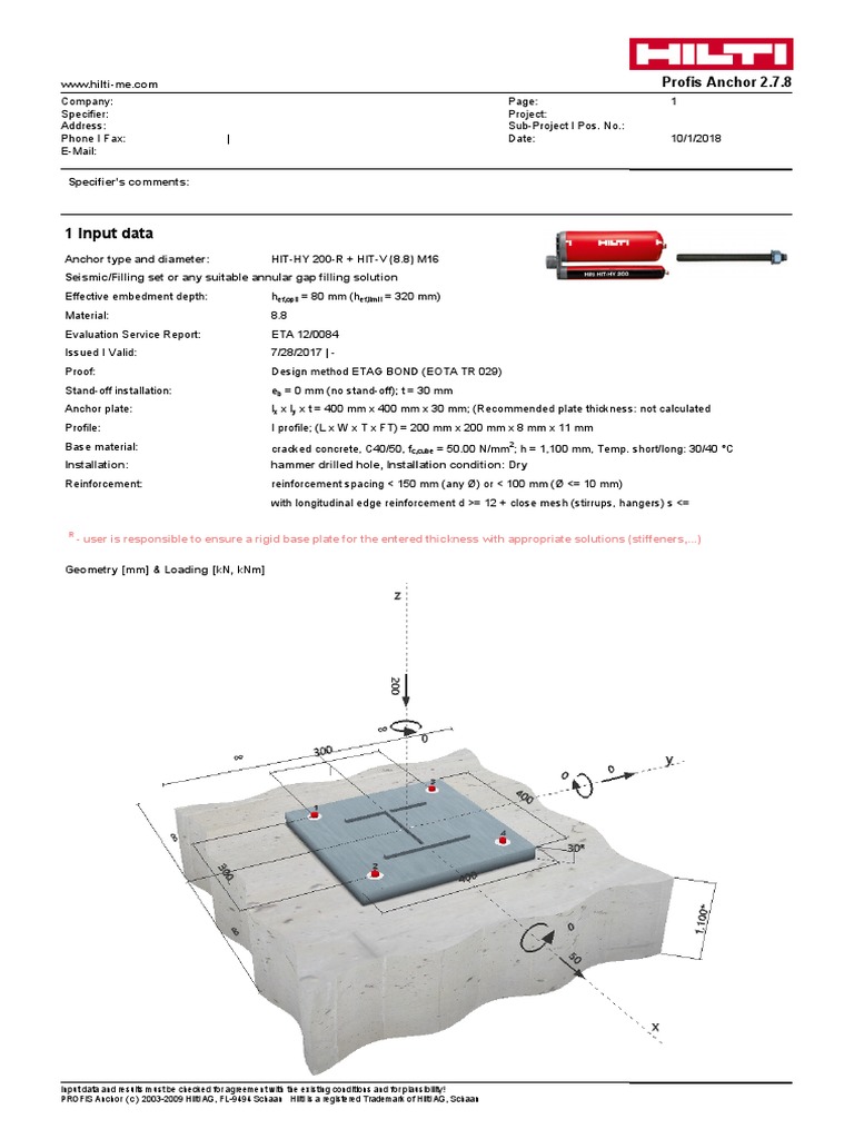 Hilti Design Report PDF | PDF | Drill | Anchor