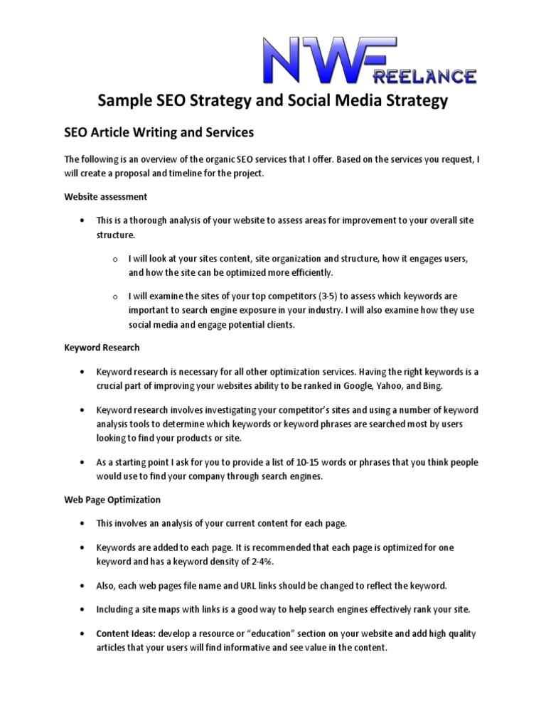 SEO Strategy and Social Media Plan | PDF | Search Engine Optimization ...