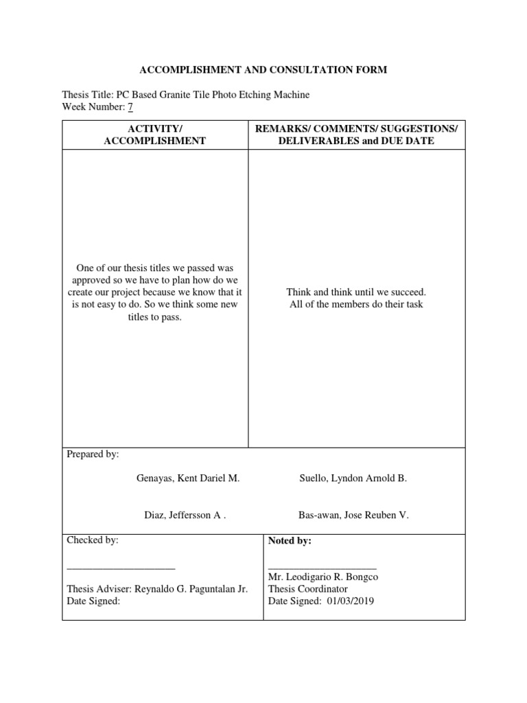 Accomplishment and Consultation Form | PDF