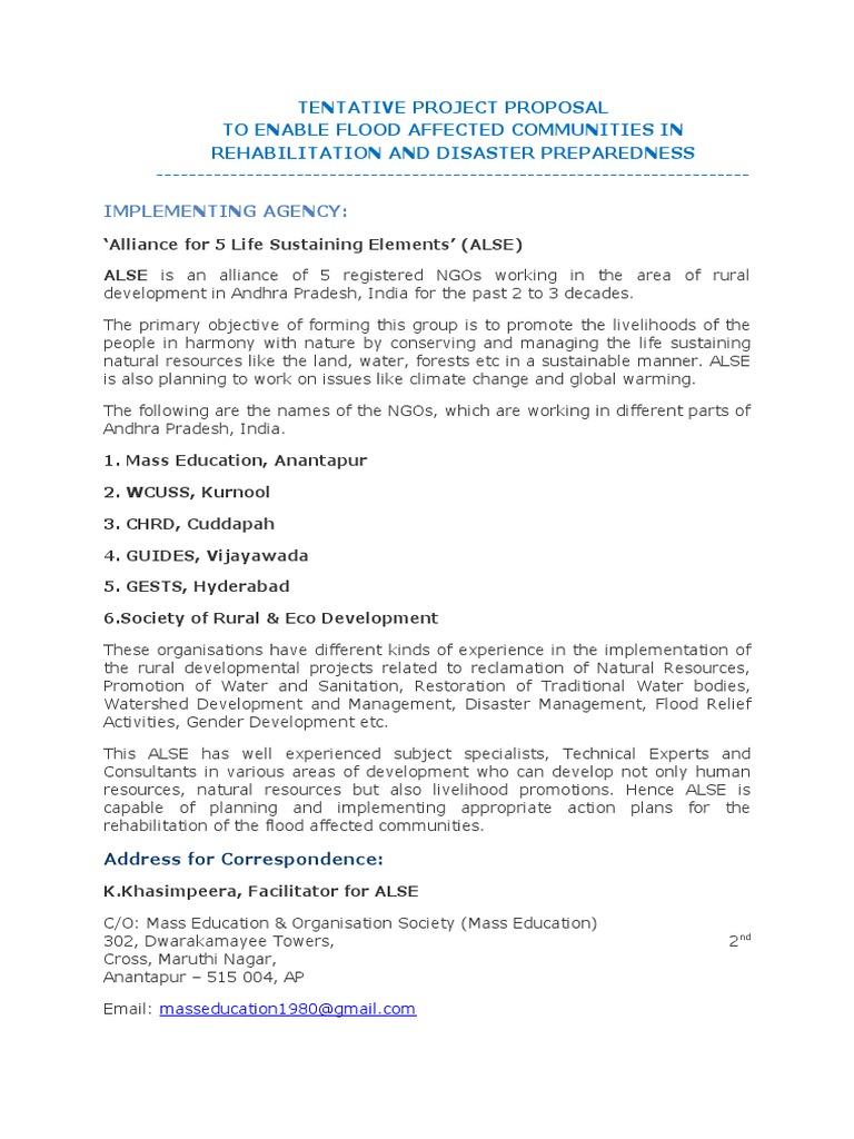 Tentative Project Proposal - 0 | PDF | Emergency Management | Capacity ...