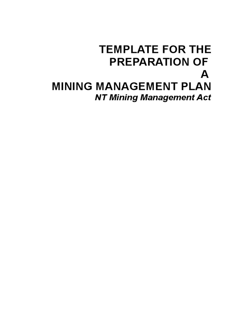 Template For The Preparation Of A Mining Management Plan Pdf Risk