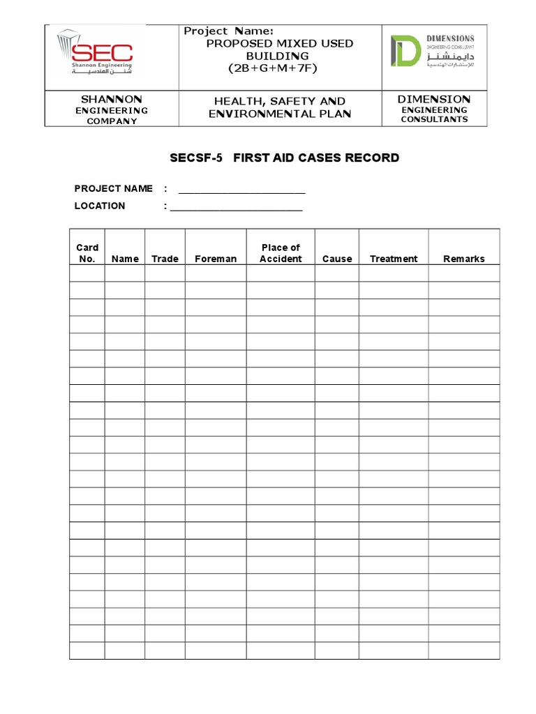 First Aid Cases Record | PDF | Safety | Health Care