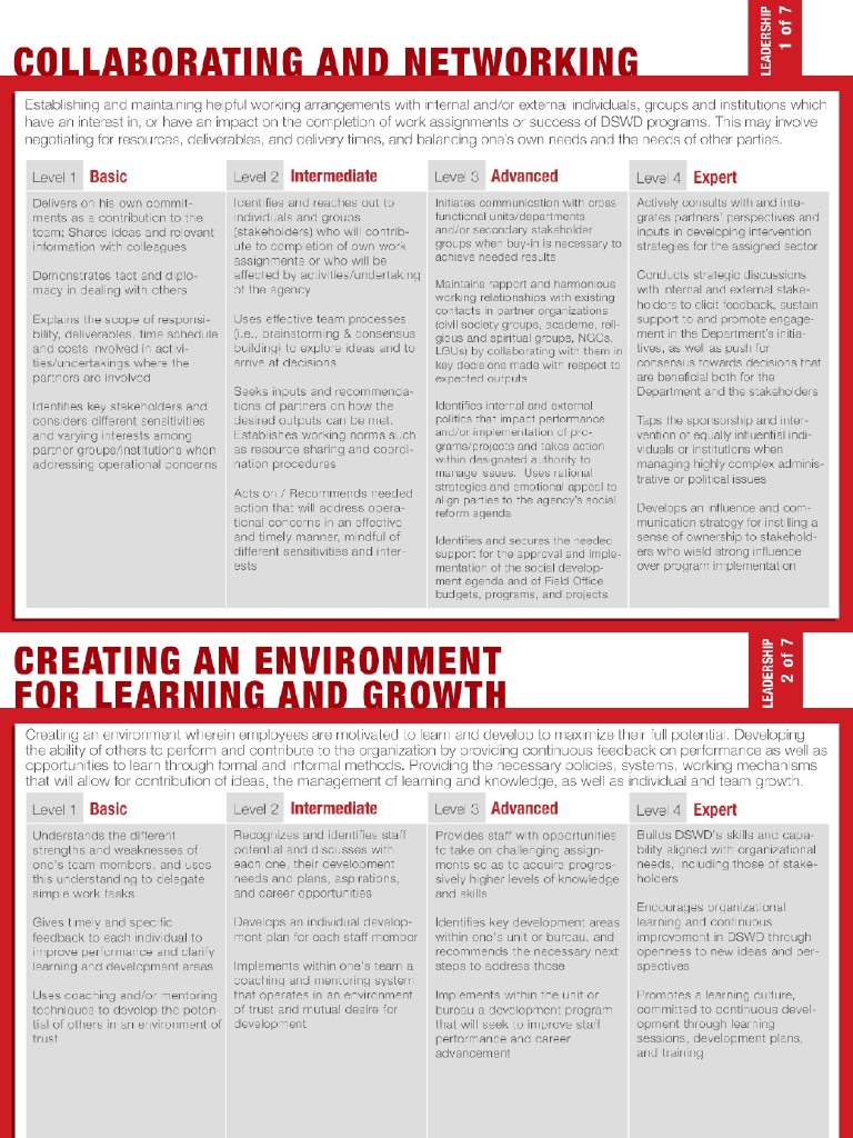 DSWD - Competency Cards - Leadership Competencies | PDF