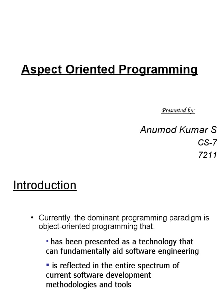 An Introduction To Aspect Oriented Programming Modularizing Cross