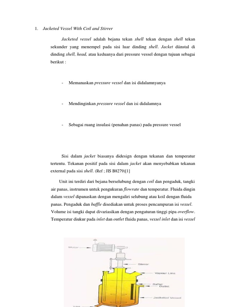 Jacketed Vessel With Coil and Stirrer | PDF