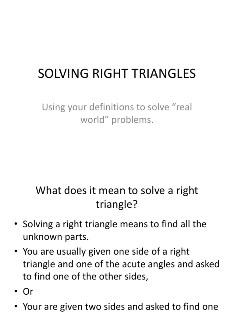 Solving Right Triangles in Real Life | PDF | Triangle | Angle