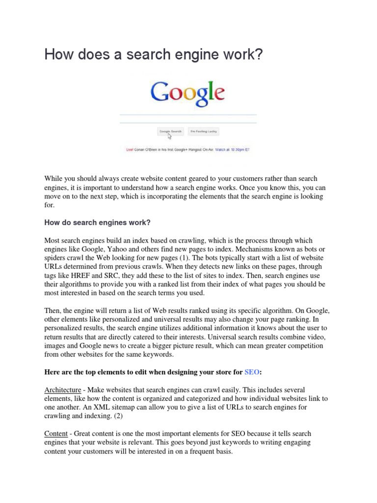 How Does A Search Engine Work? | PDF | Search Engine Optimization | Web ...
