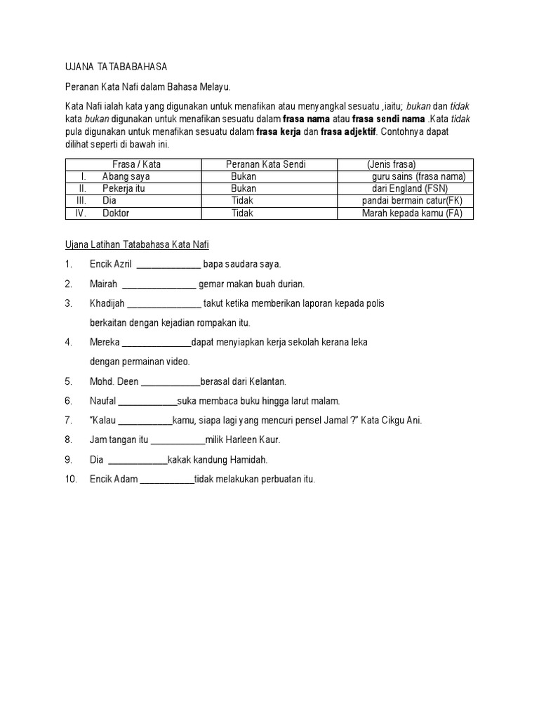 Peranan Kata Pemeri Dan Kata Nafi | PDF