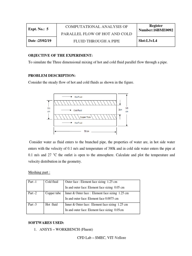 Computational Analysis of Parallel Flow of Hot and Cold Fluid Through A ...