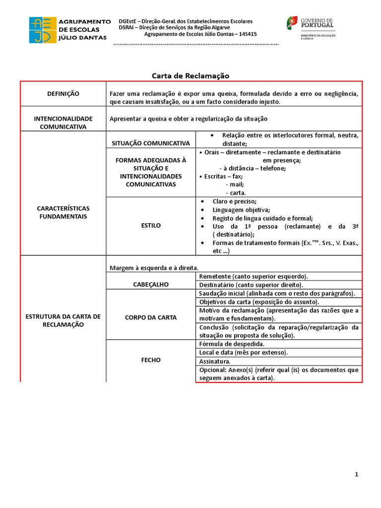 cARTA DE RECLAMAÇÃO | PDF