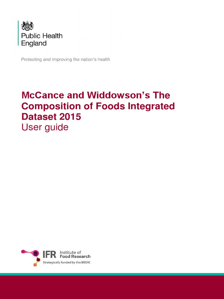 Composition of Foods Integrated Dataset User Guide | PDF ...